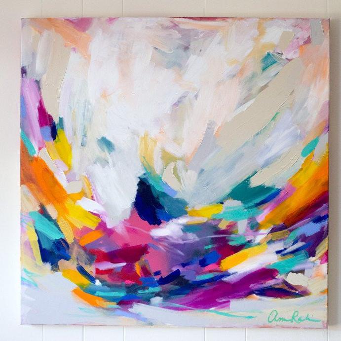 New Beginnings - 30x30" Original Abstract Painting – Amira Rahim Fine Art